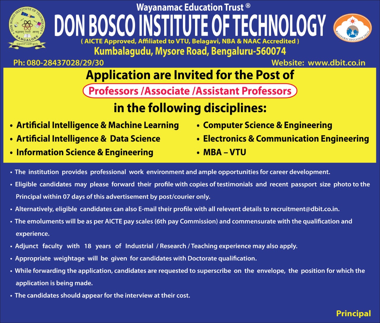 CAREERS : Best Engineering College in South Bengaluru | Don Bosco ...
